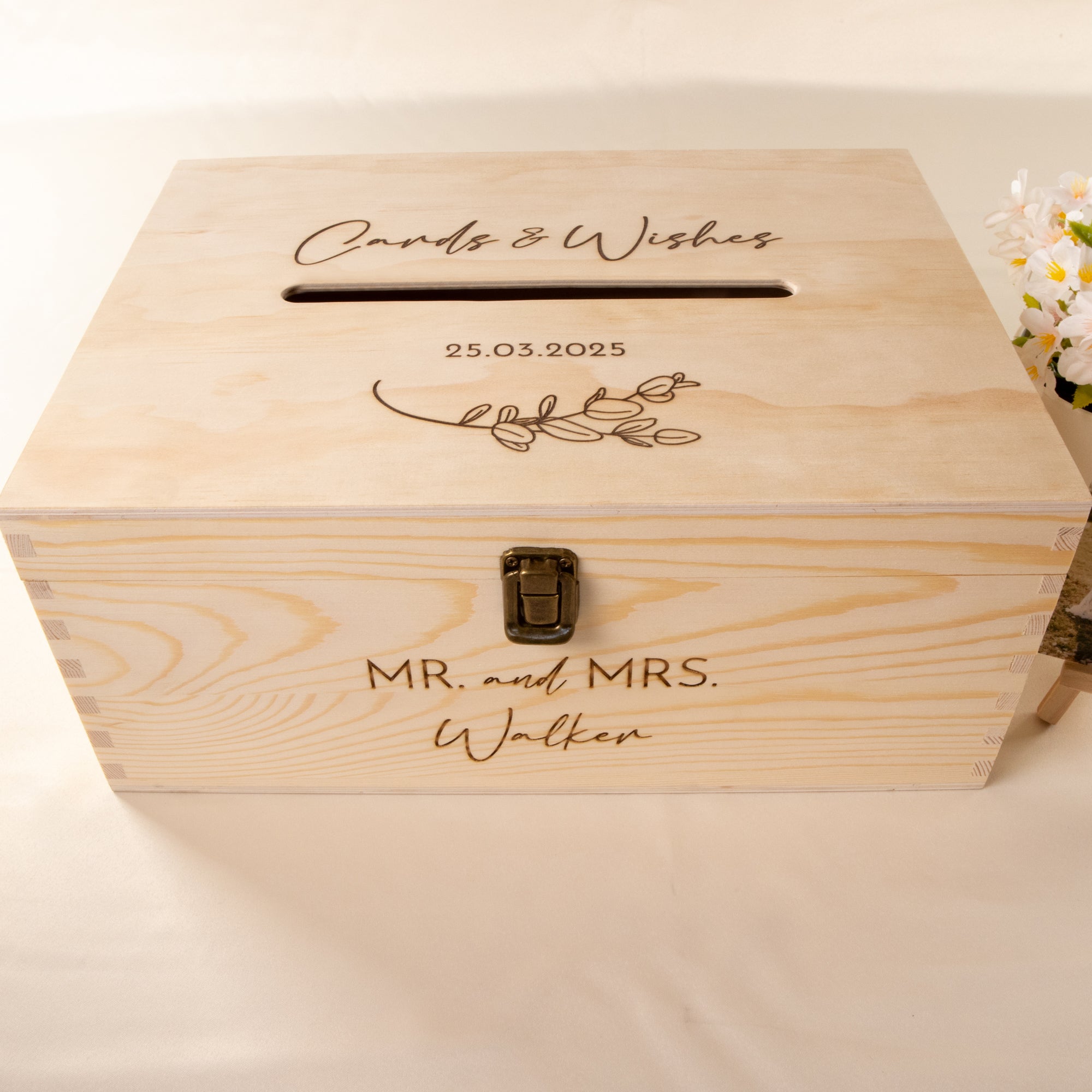 Wooden Wishing Well Box for weddings. With its unique Advice & Cards K